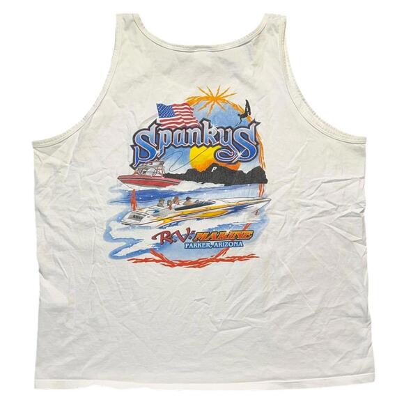 Anvil | Shirts | Vintage 9s Spankys Rv Marine Parker Arizona White Tank ...